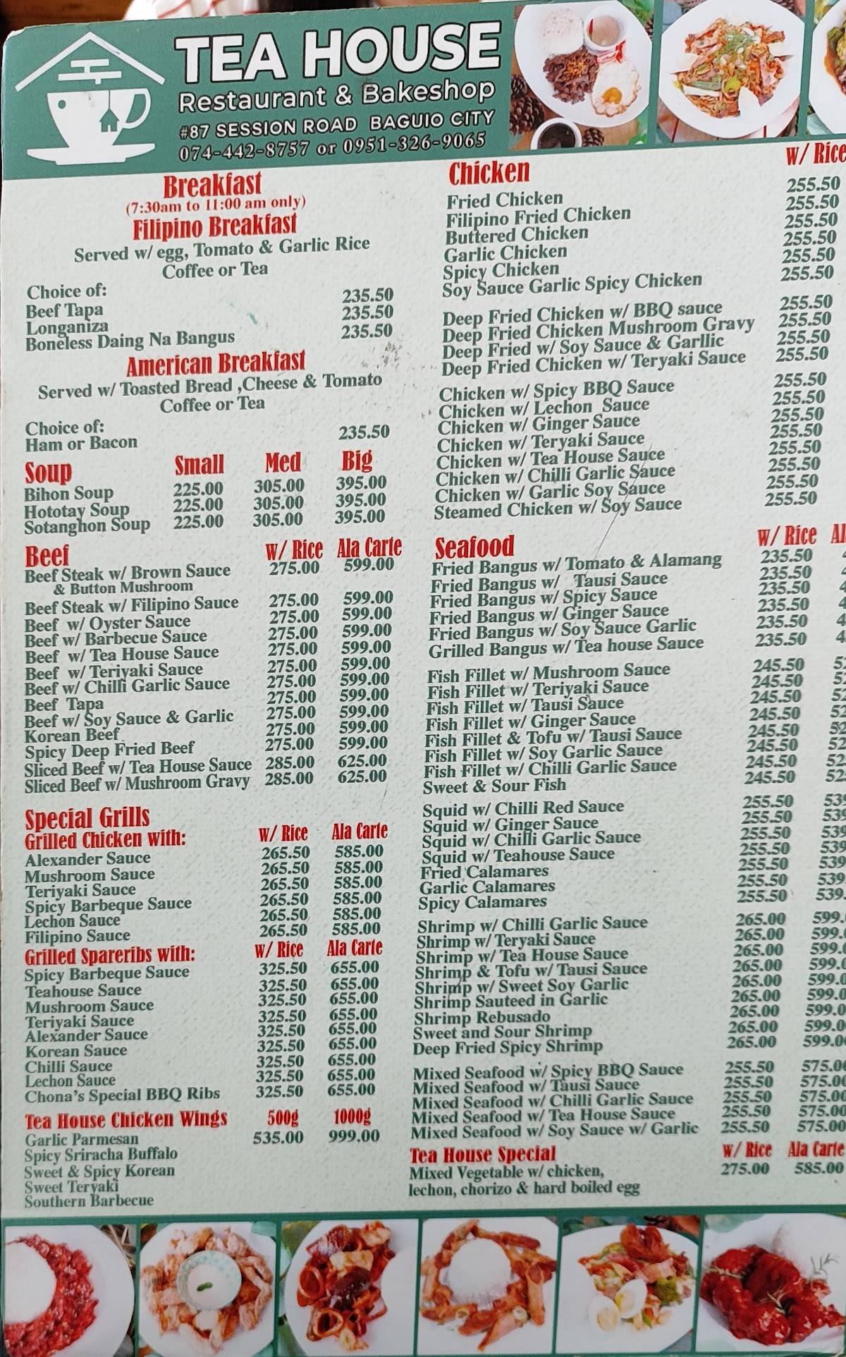 Menu at Tea House Session restaurant, Baguio