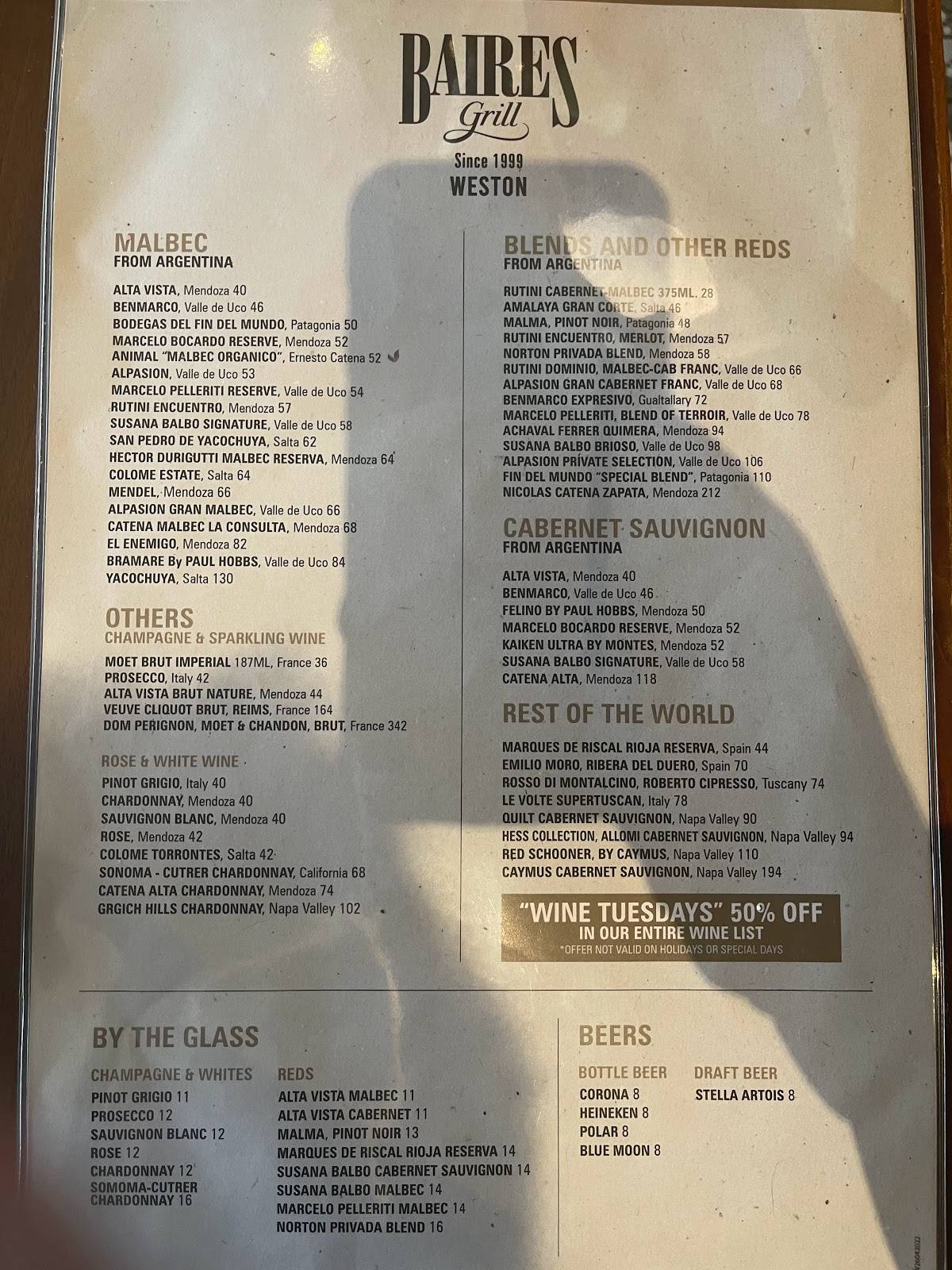 Menu at Baires Grill Weston BBQ, Weston