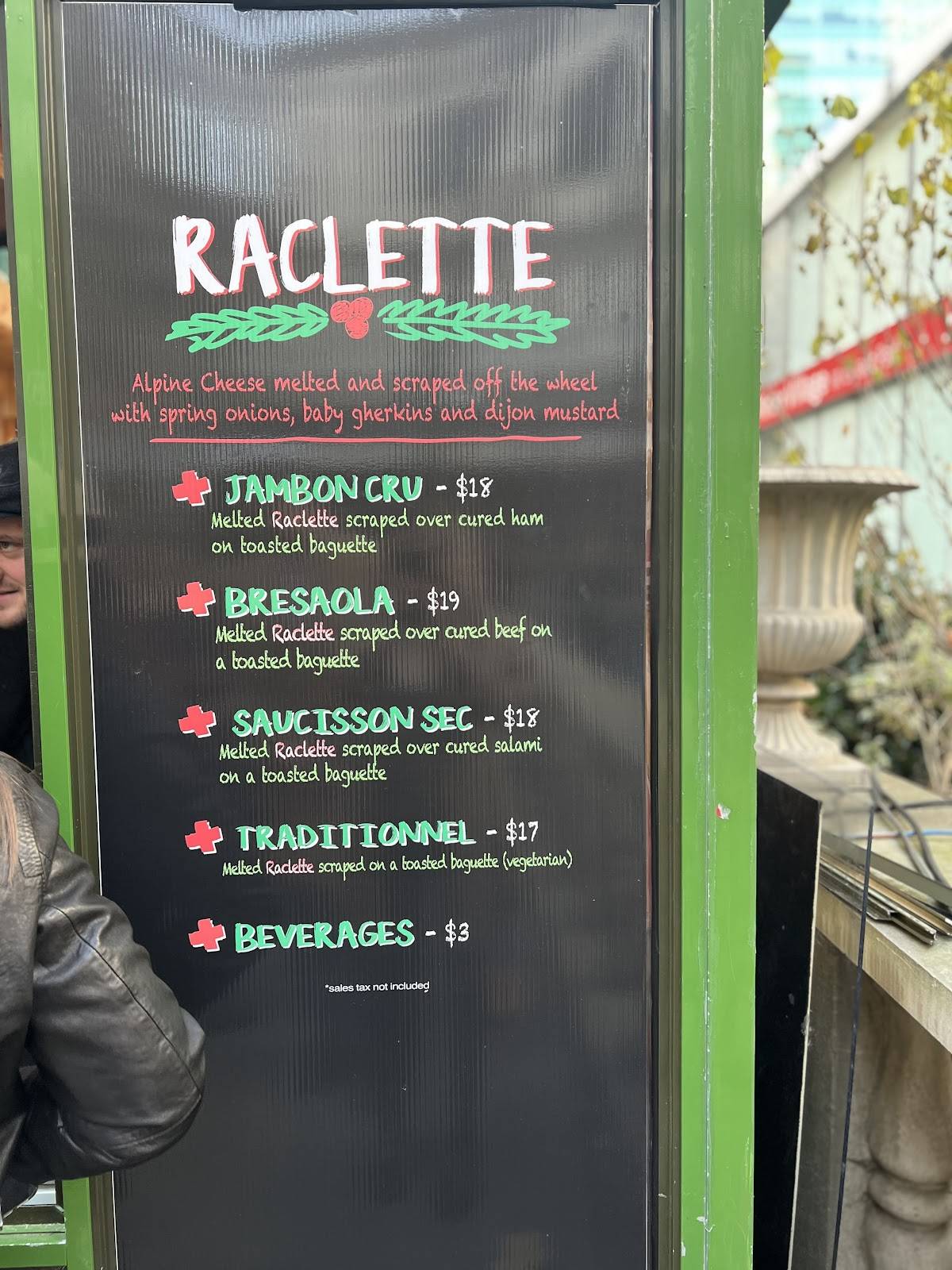 Menu at Baked Cheese Haus Raclette restaurant, New York City, 33-37 W ...