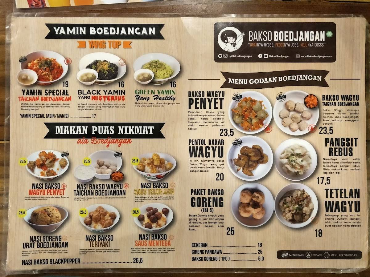 Carta del restaurante Bakso Boedjangan Cibubur, Depok, Jl. Alternatif ...