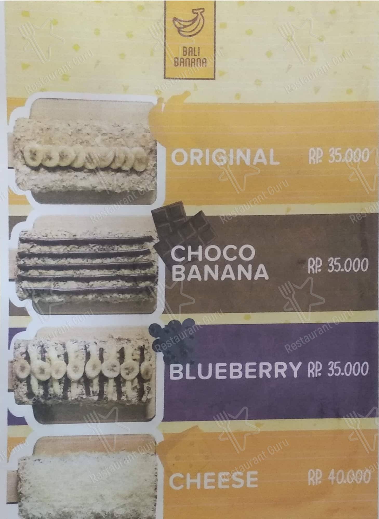 Menu at Bali Banana, Jimbaran, Ngurah Rai International Airport ...