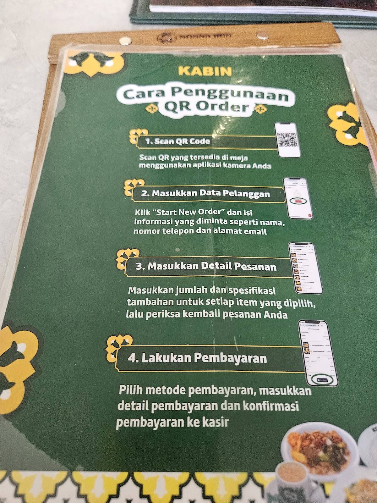 Menu at KABIN (Kedai Anak Binjai) restaurant, Bandung