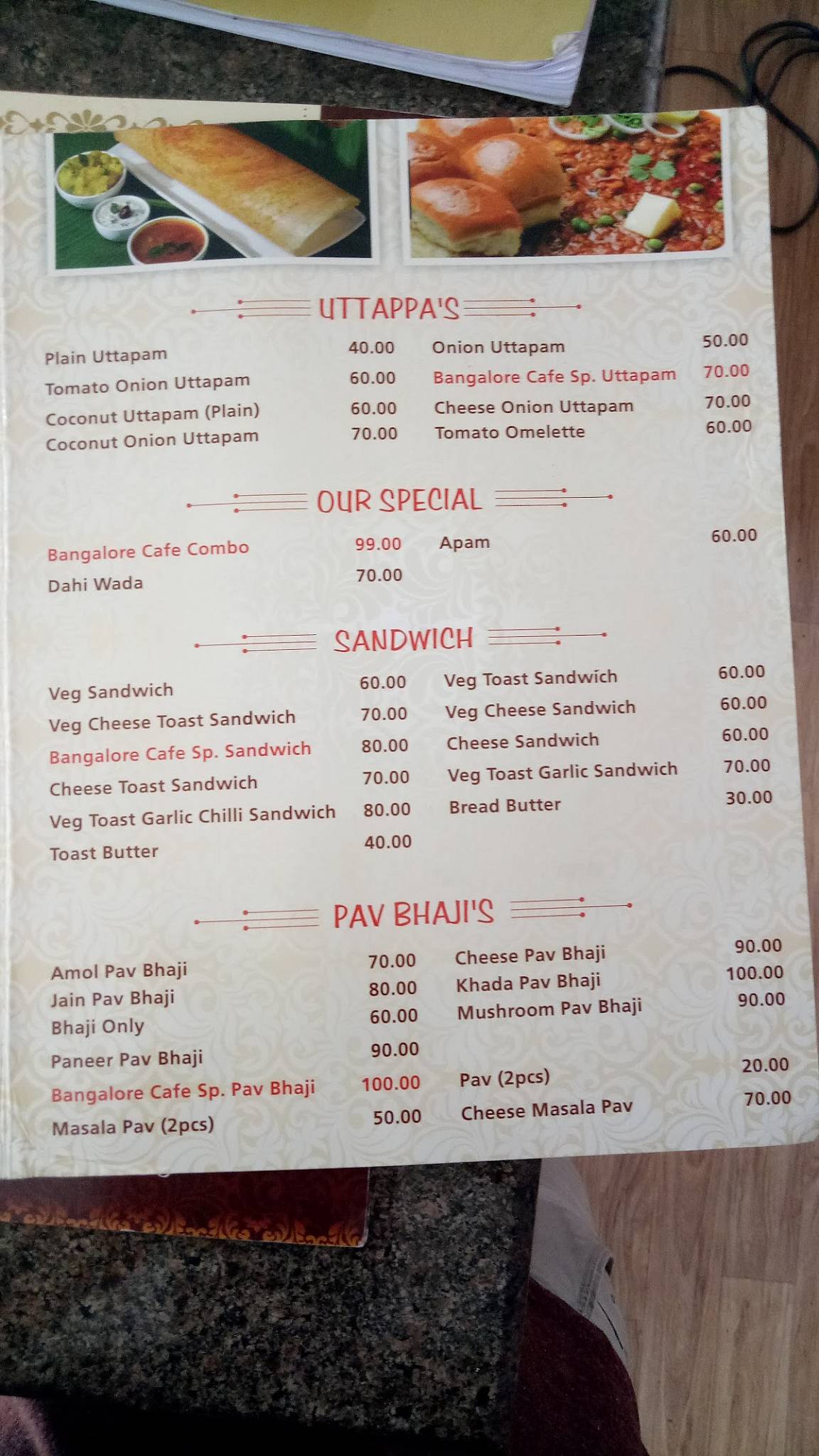 Menu at Bangalore Cafe, Pune, 173