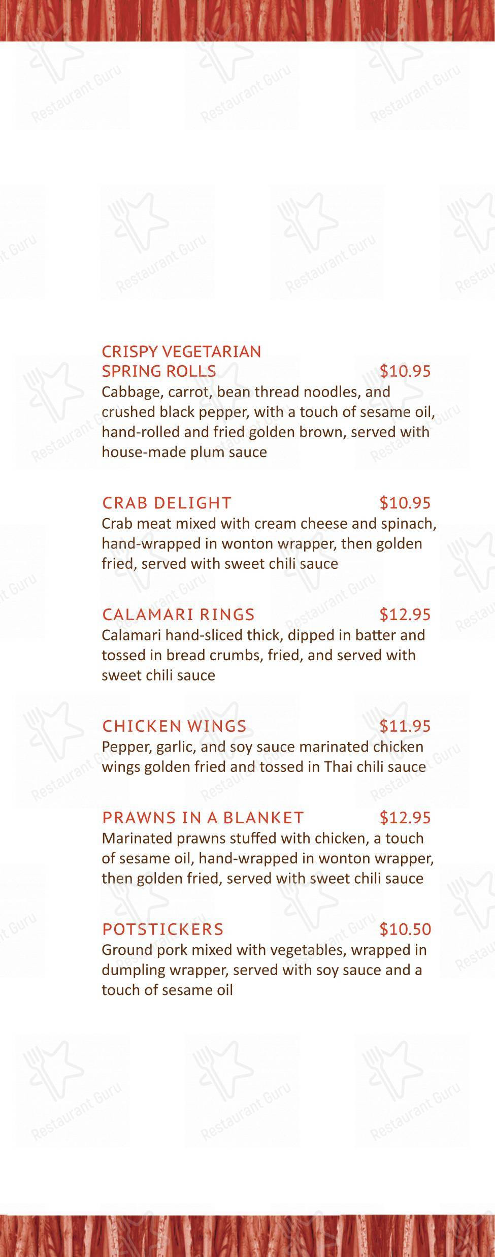 Menu at Banyan Tree Restaurant, Kent