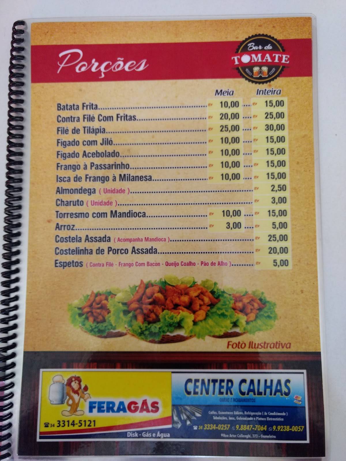 Menu em Bar Do Tomate, Uberaba
