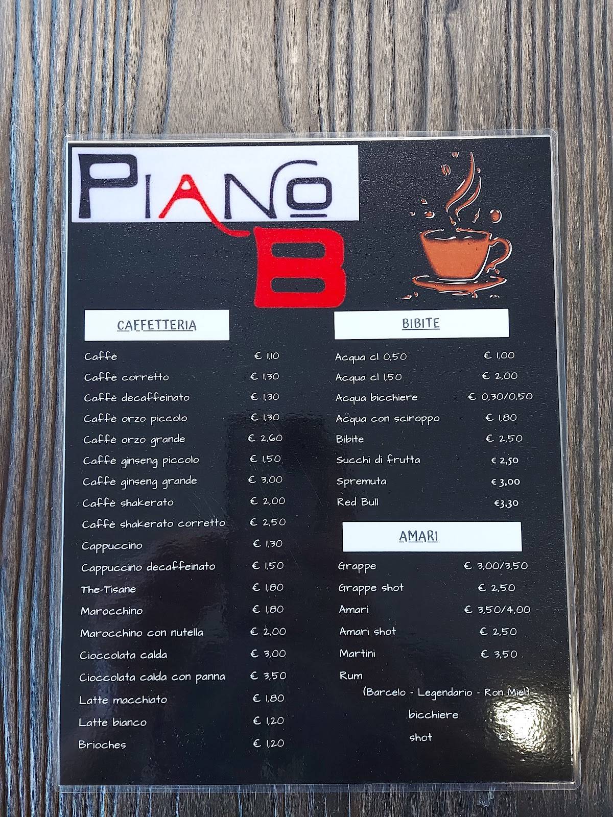 Menu da Bar Piano B, Benna