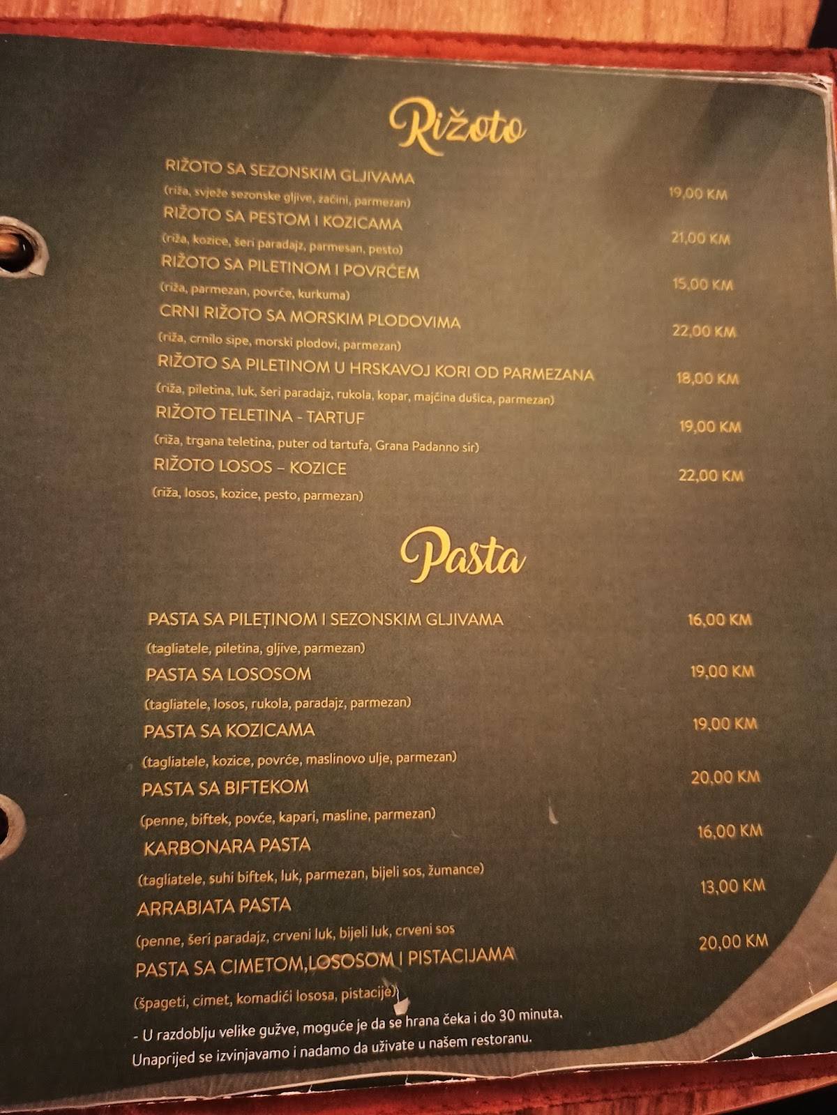 Menu at BarSa - Pizzeria Restaurant, Sarajevo