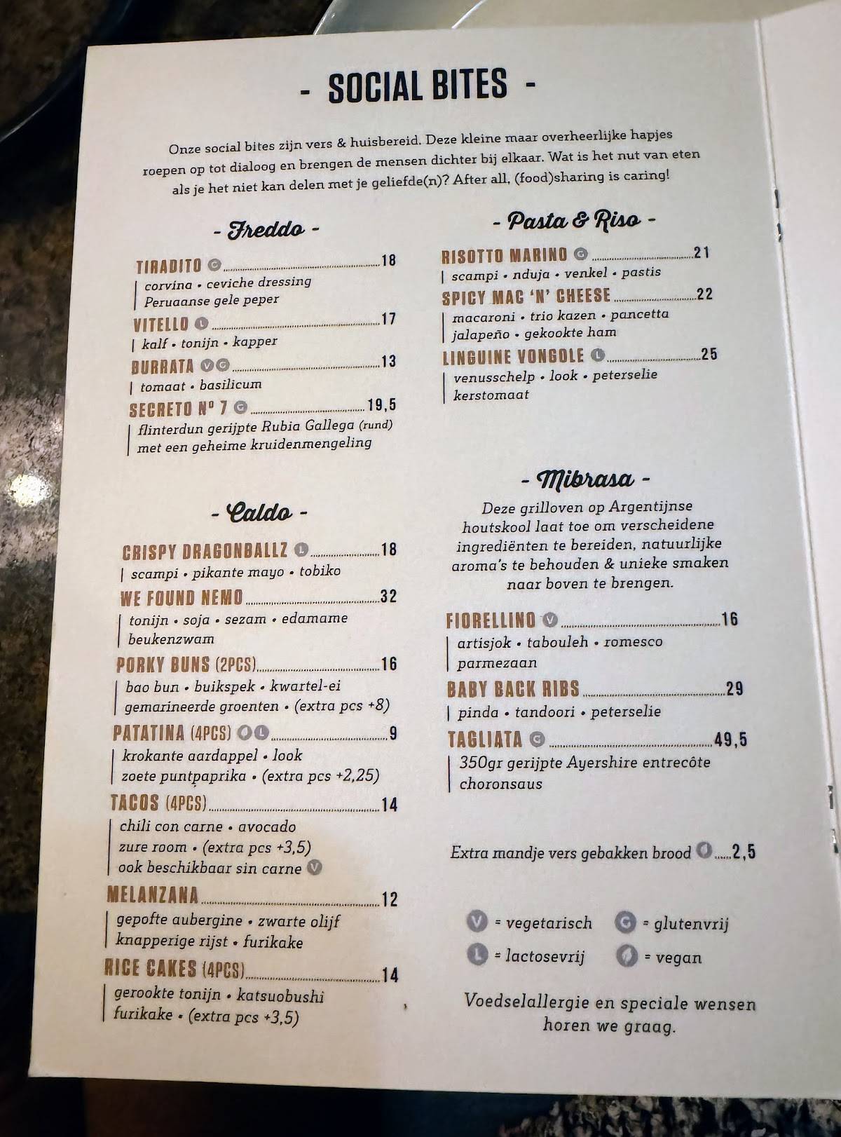 Menu at Baracca, Leuven