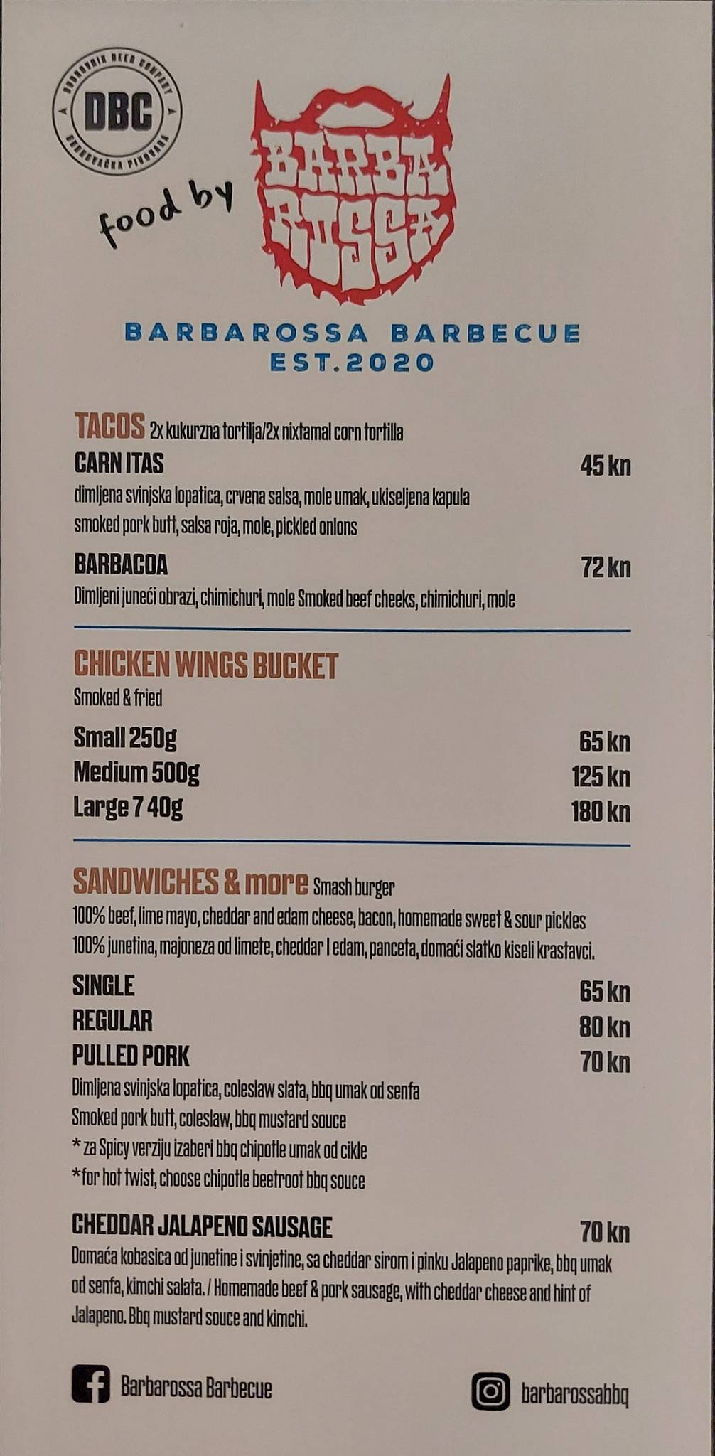 Menu da Barbarossa Barbecue, Ragusa