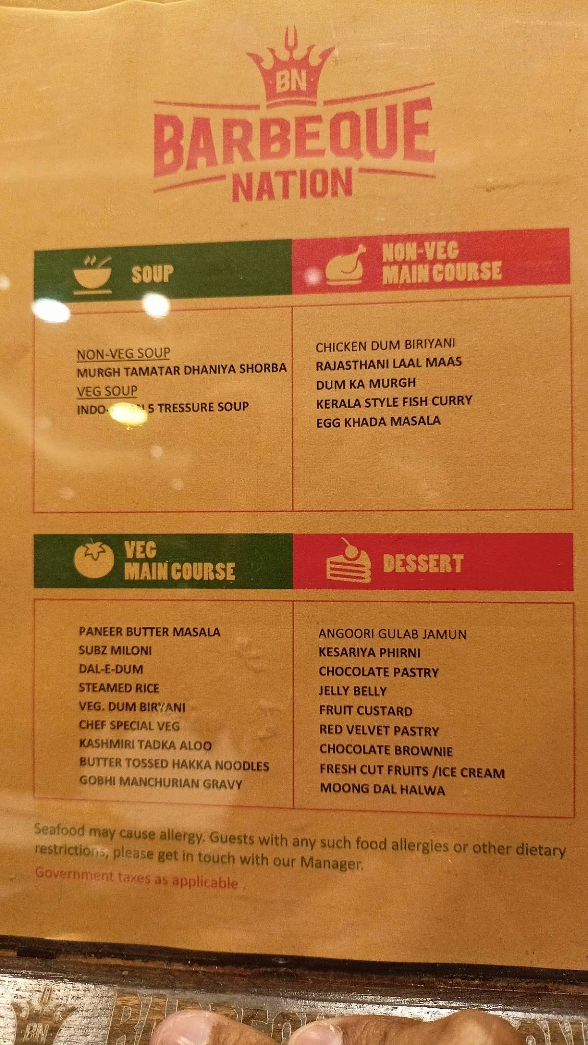 Menu at Barbeque Nation - Asansol - Sentrum Mall, Asansol