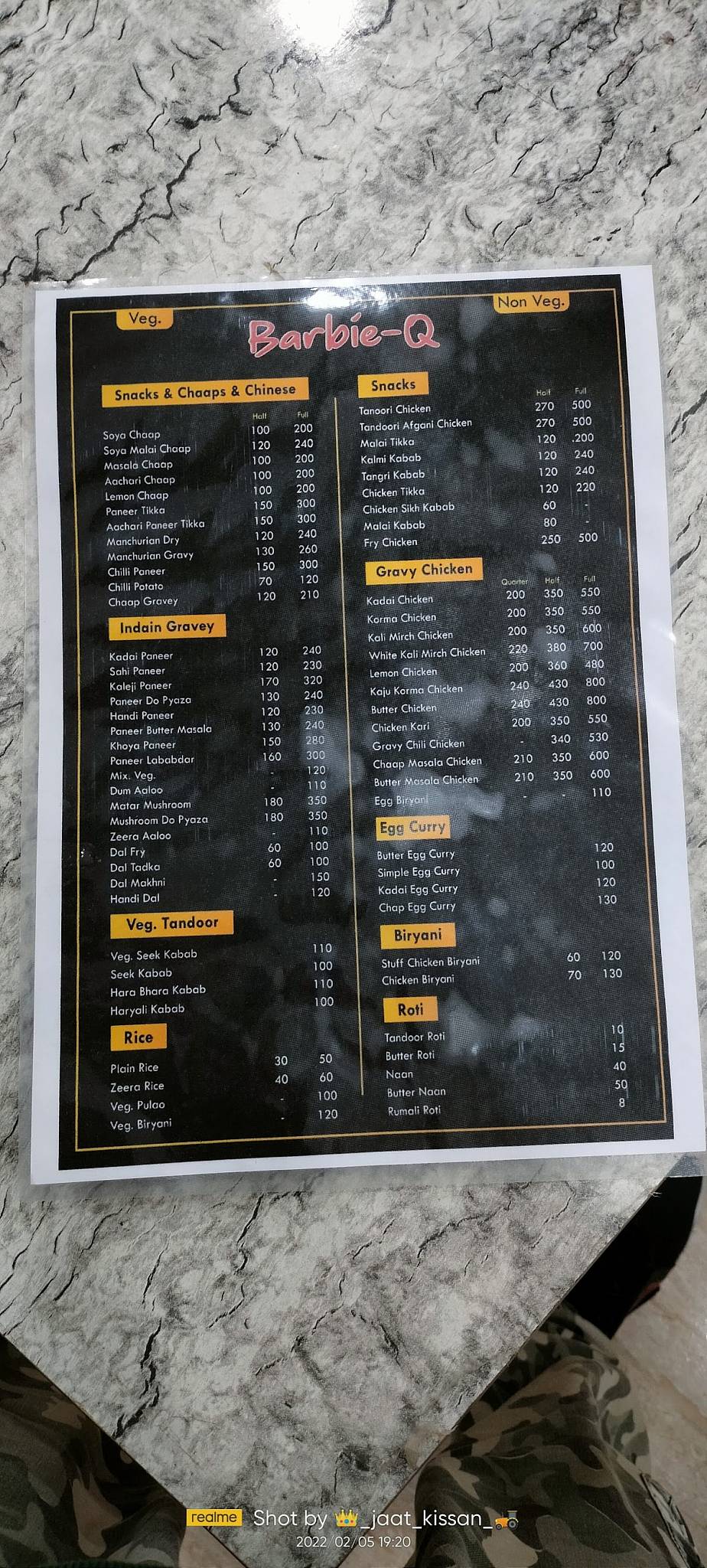 Menu at Barbie Q Veg/NonVeg, Muzaffarnagar