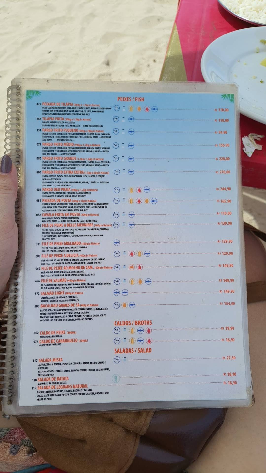 Menu em Barraca Deu Praia, Fortaleza