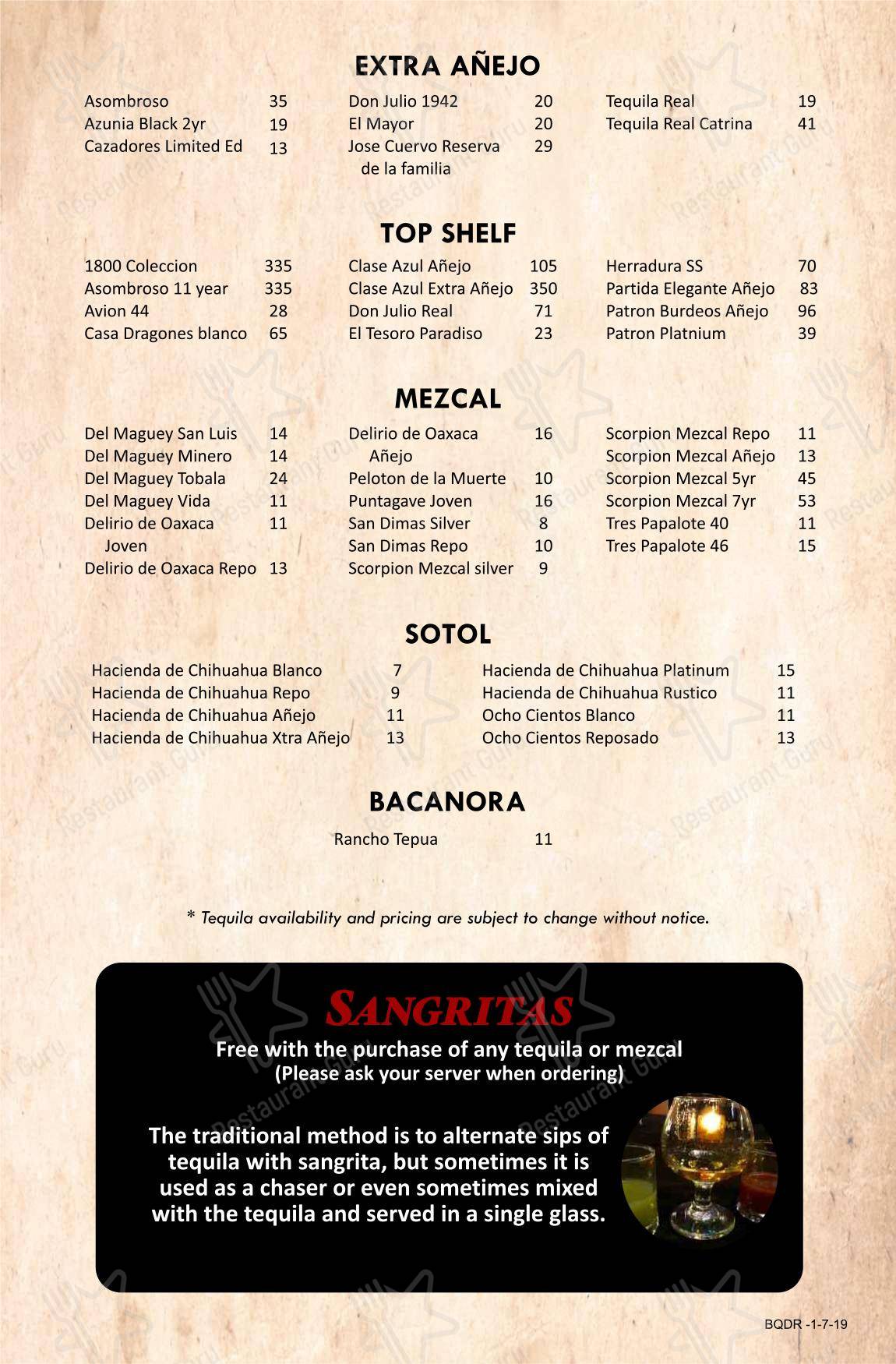 Menu at Barrio Queen Desert Ridge, Phoenix, N Tatum Blvd suite 98