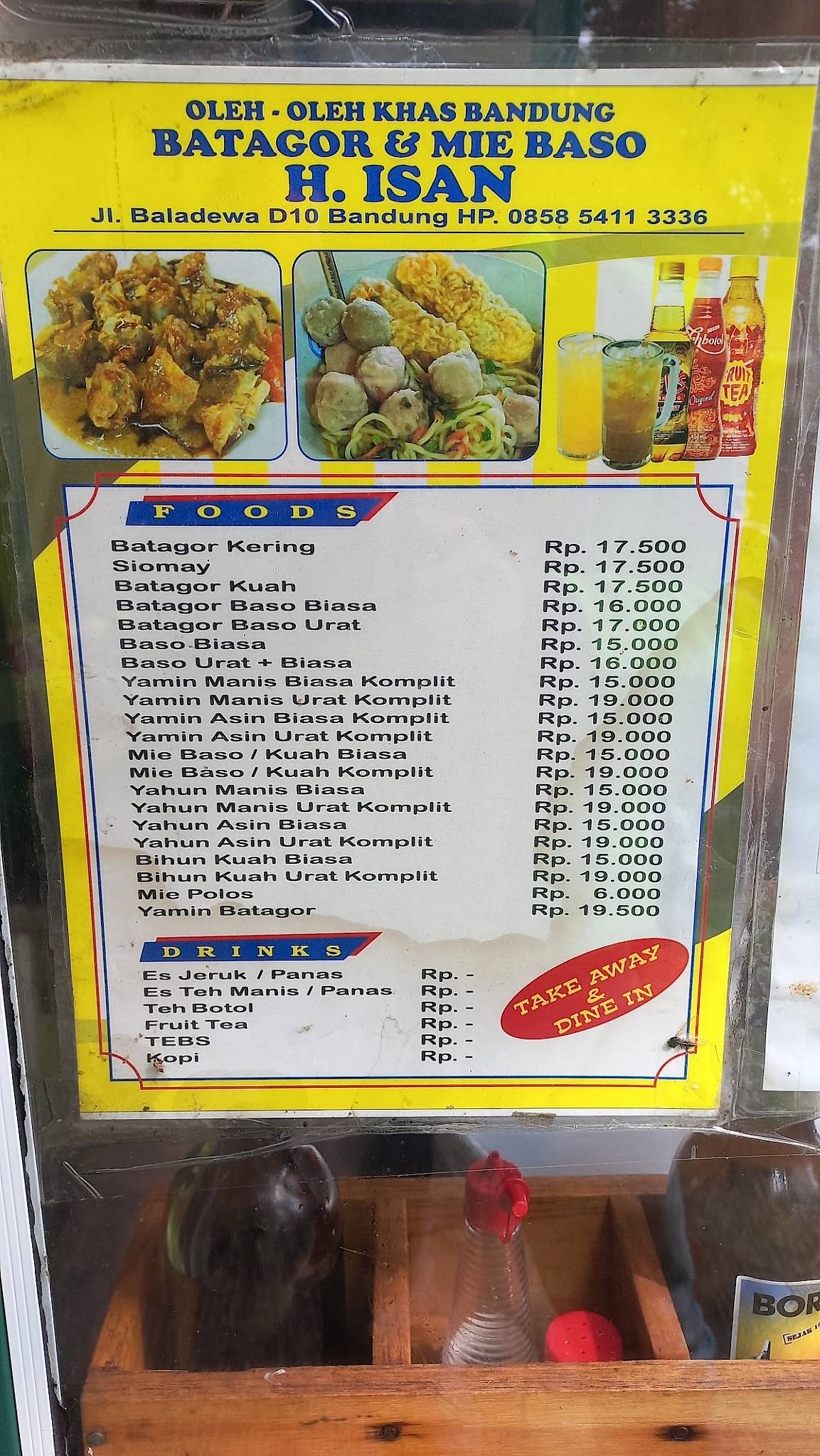 Menu at Batagor H Isan baladewa cicendo restaurant, Bandung, Jl ...
