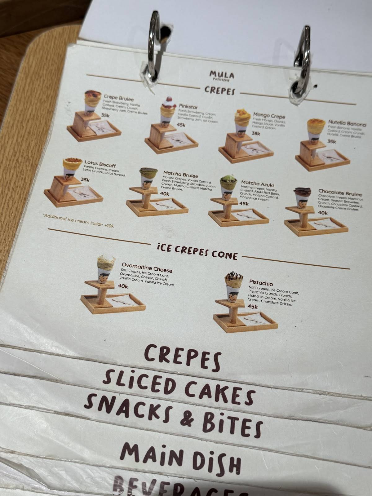 Menu at Mula Patisserie cafe, Batam