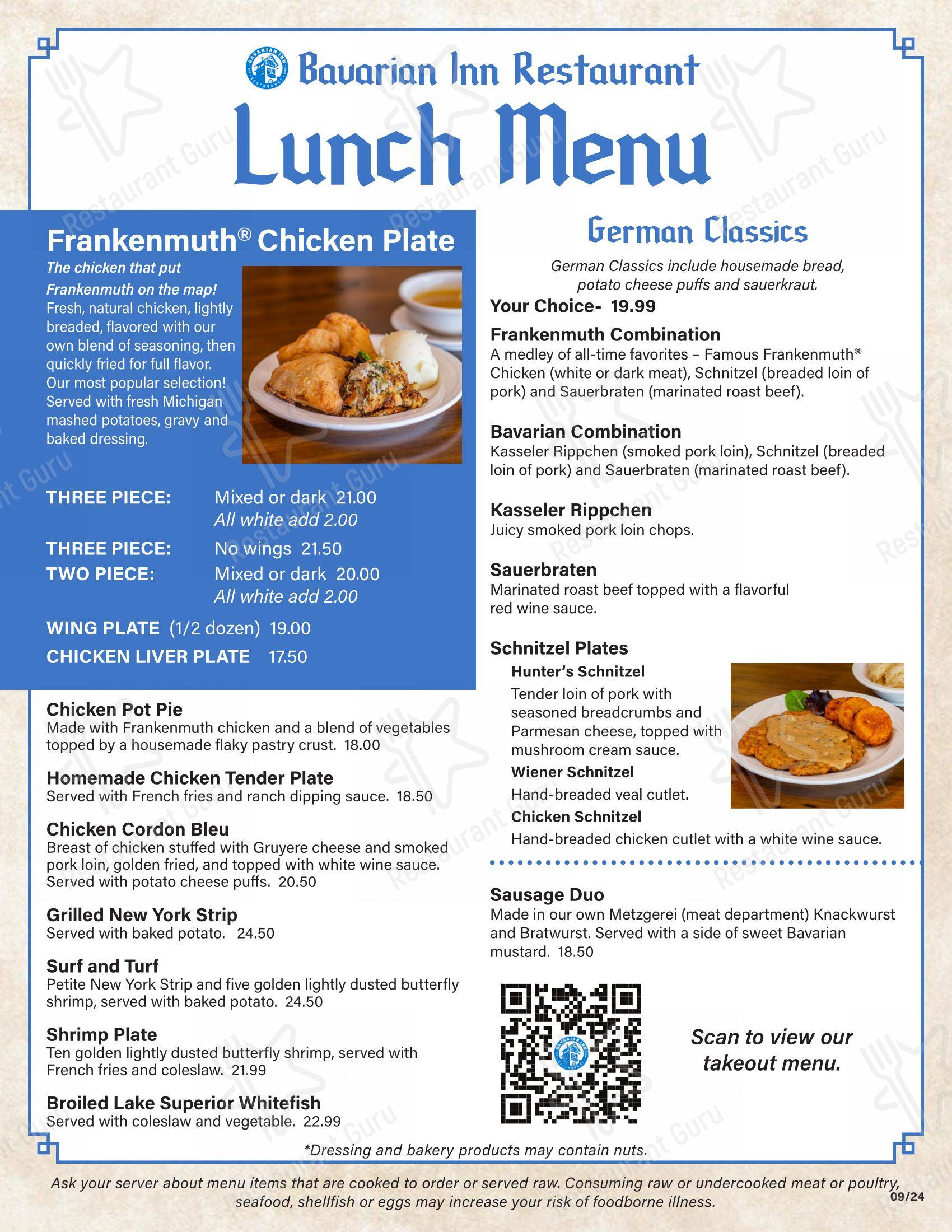 Menu at Bavarian Inn Restaurant, Frankenmuth, 713 S Main St