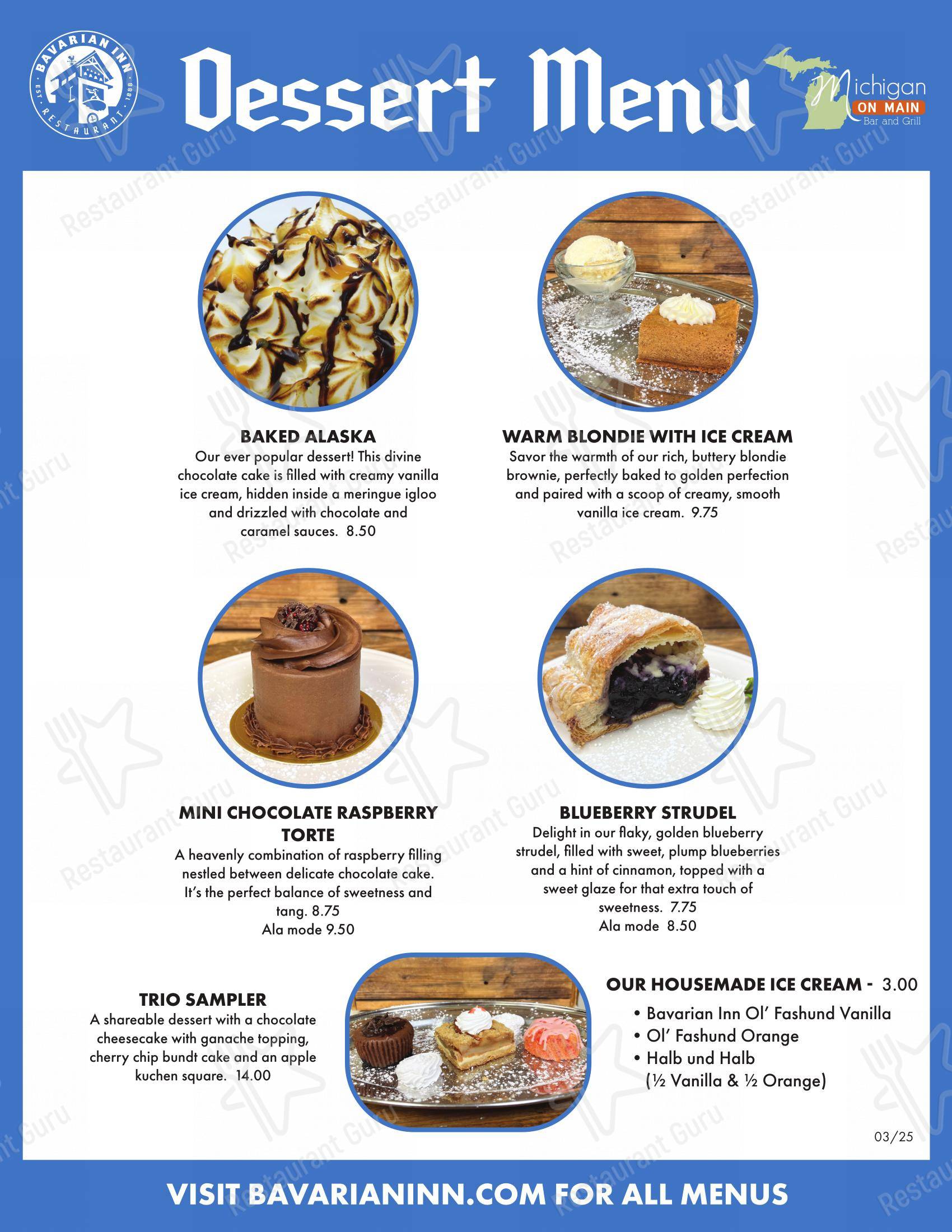 Menu at Bavarian Inn Restaurant, Frankenmuth, 713 S Main St