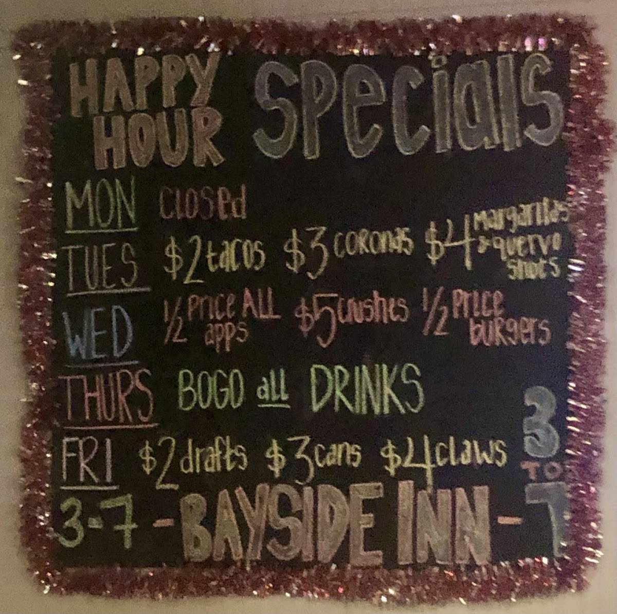 Menu at Bayside Inn steakhouse, Edgewater, Mayo Rd