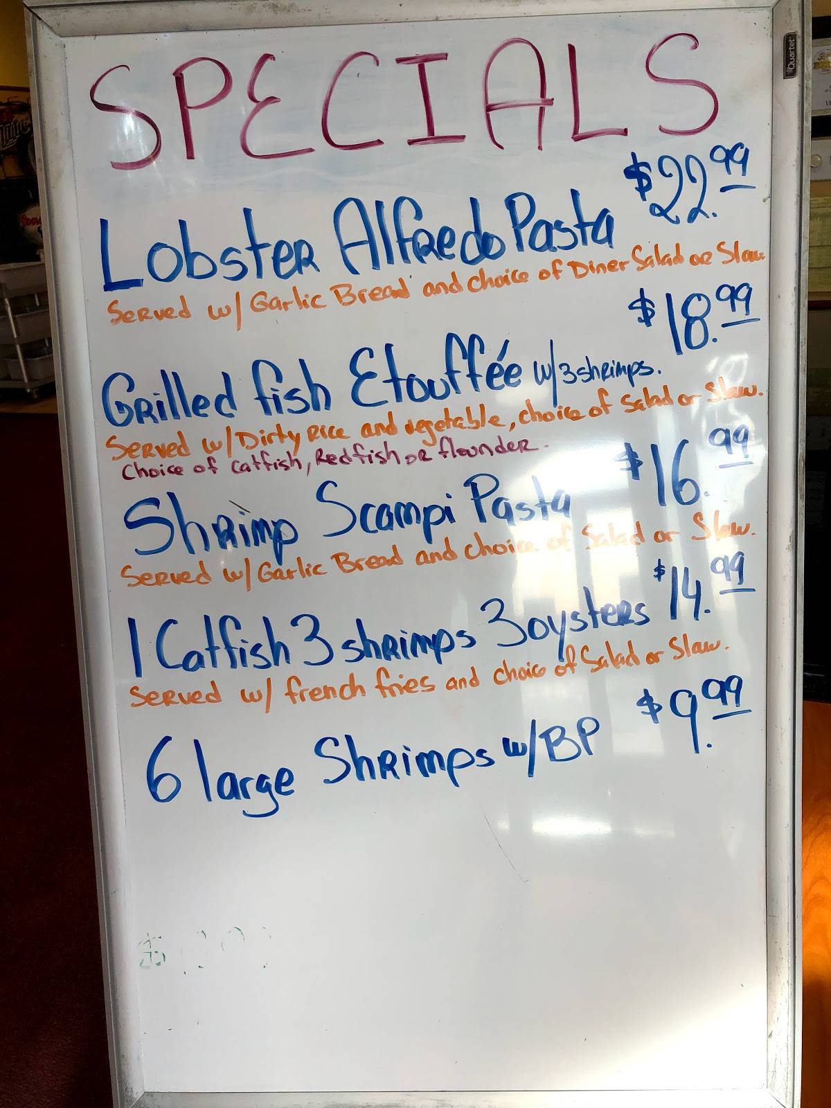 Menu at Bayside Seafood Restaurant, Victoria