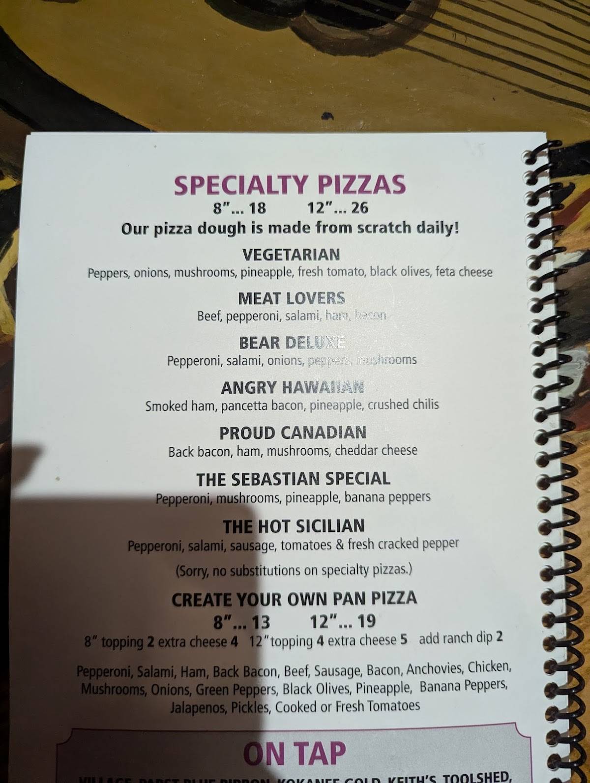 Menu at Bear & Kilt Freehouse pub & bar, Calgary