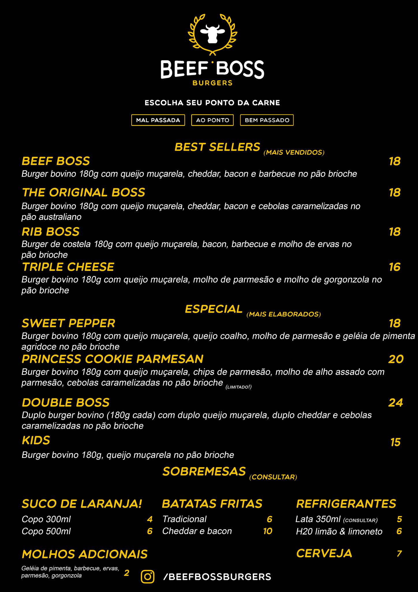 Menu at Beef Boss Burgers restaurant, Maceió