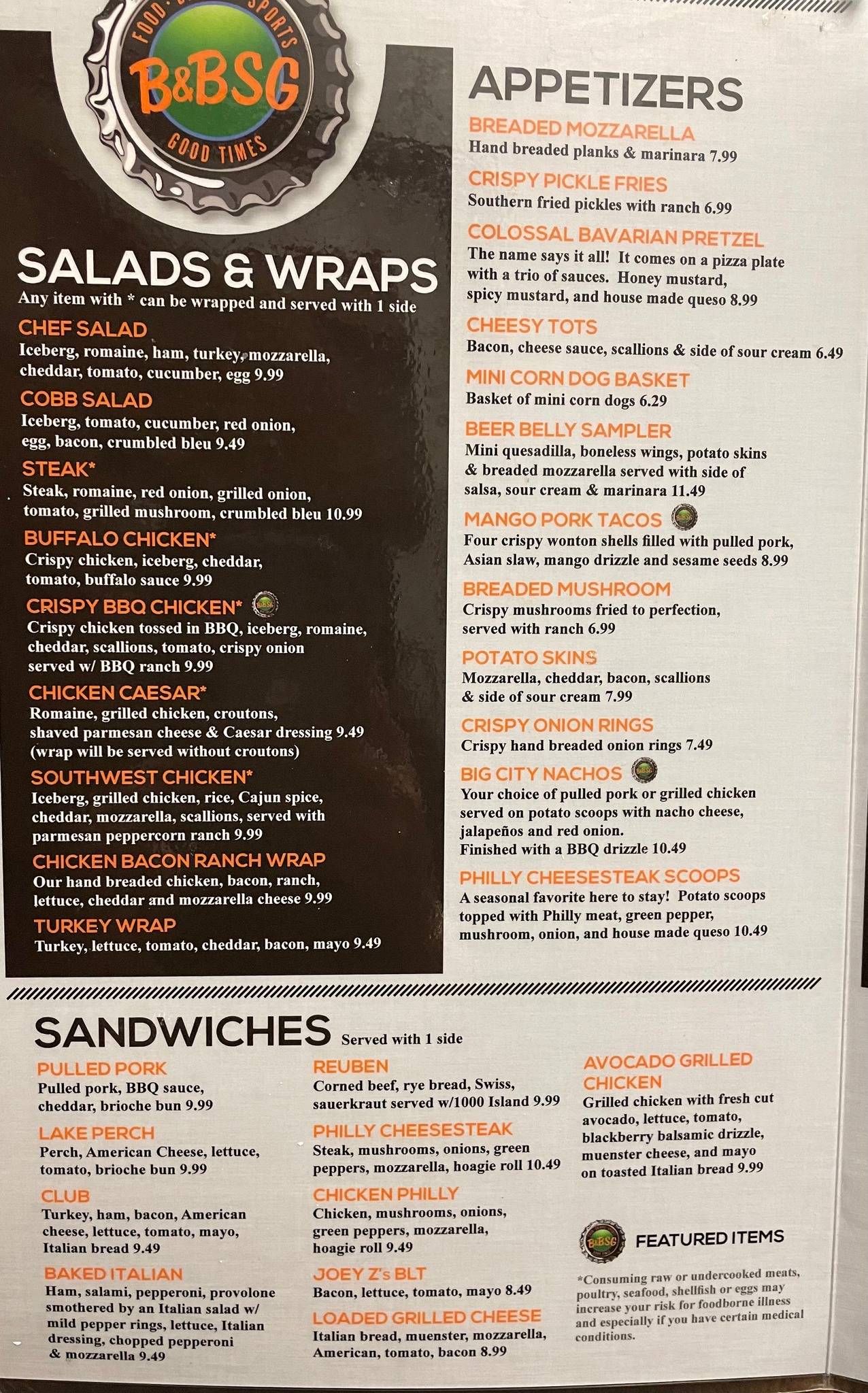 Menu at Beer & Belly Sports Grille pub & bar, Northfield