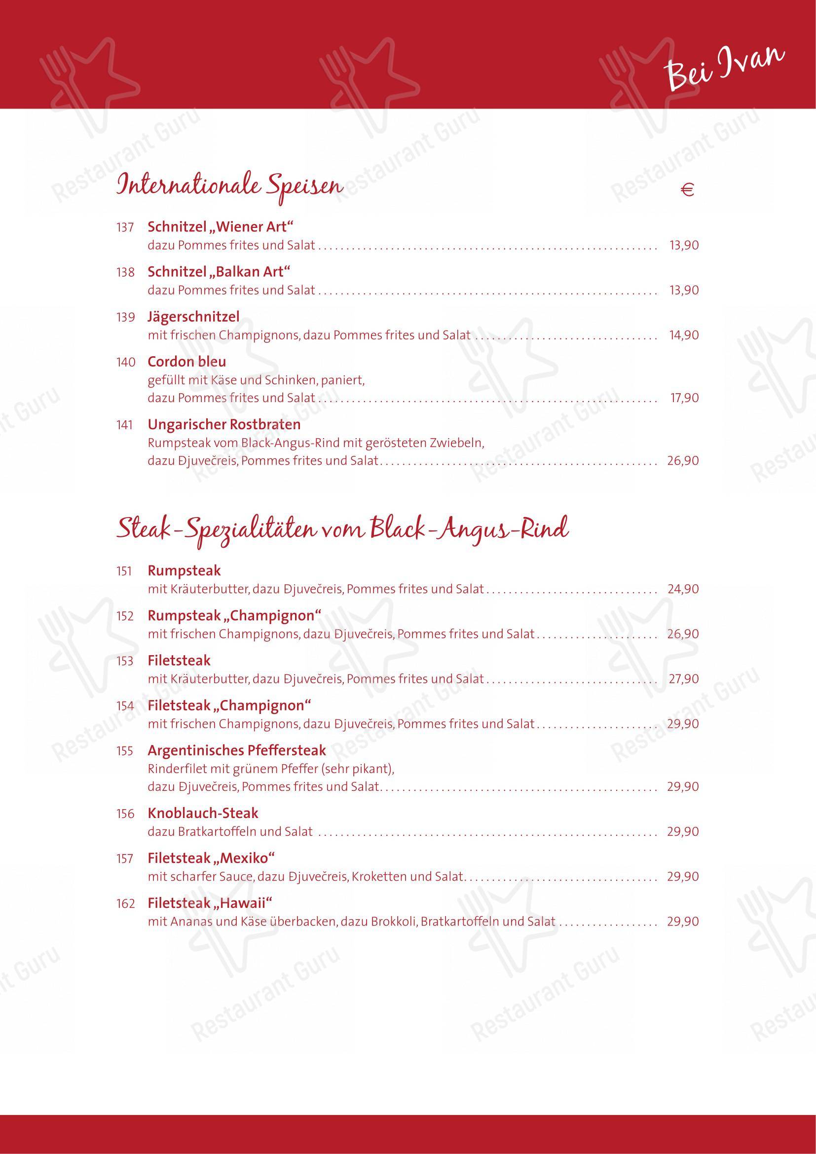 Speisekarte von Bei Ivan restaurant, Marl