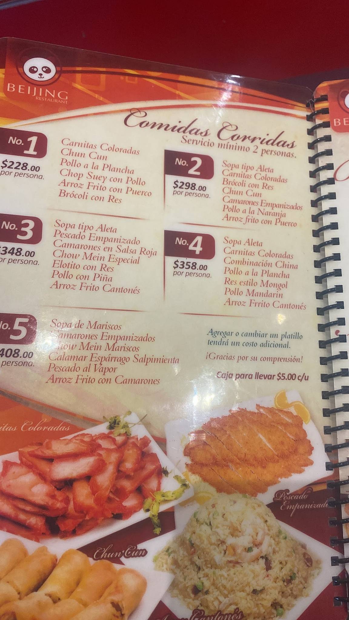 Menu at Beijing Restaurant, Mexicali