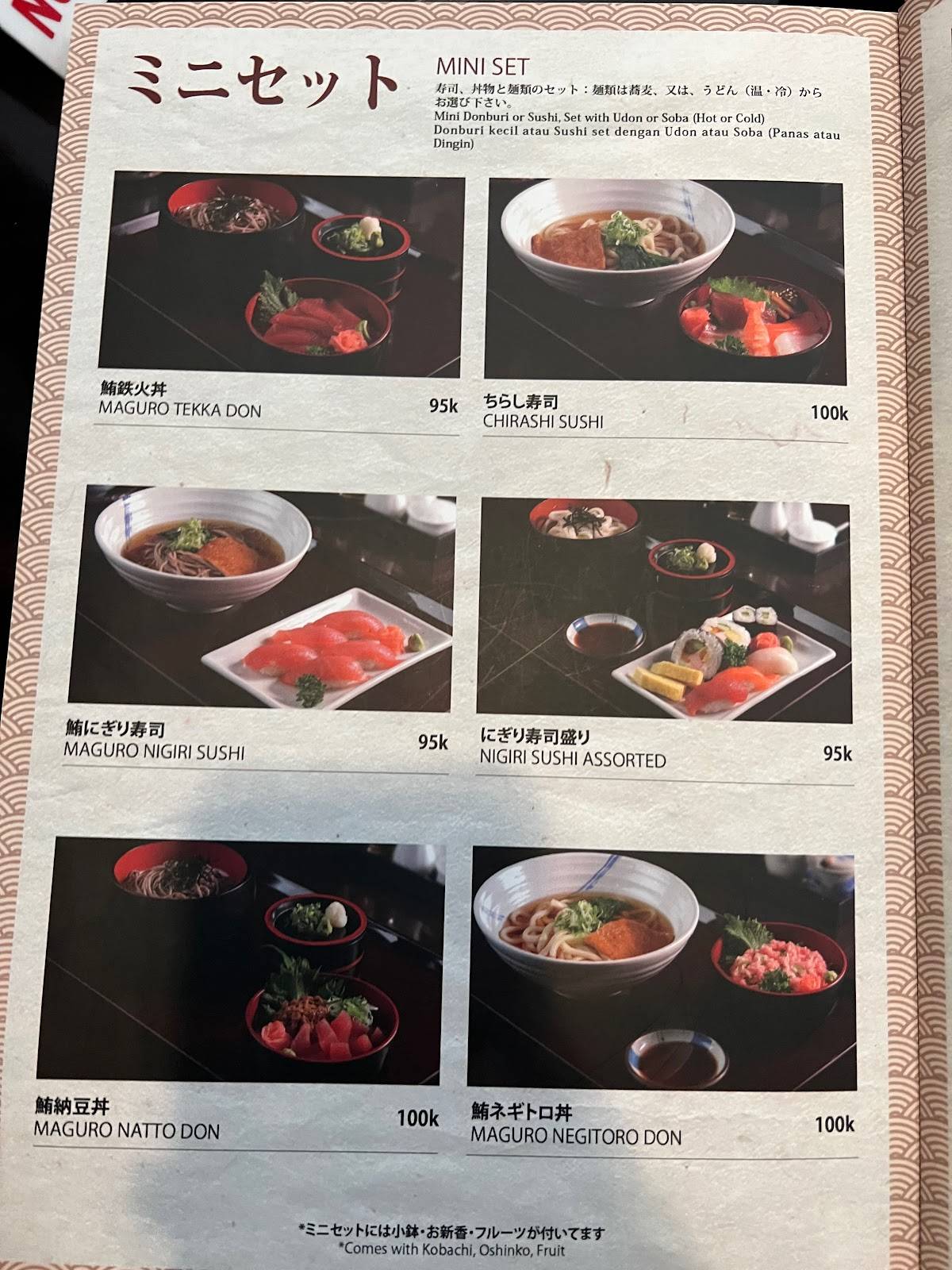 Menu at Asuka Restaurant, Bekasi Regency, kawasan MM2100