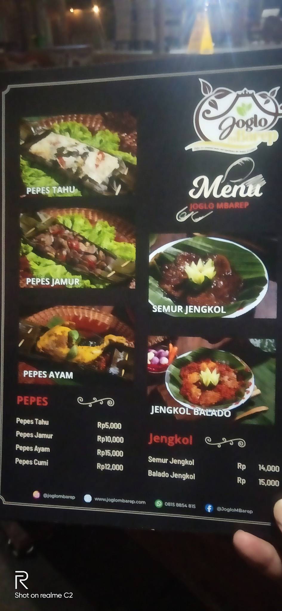 Carta de Joglo mBarep Resto & Coffee, Bekasi