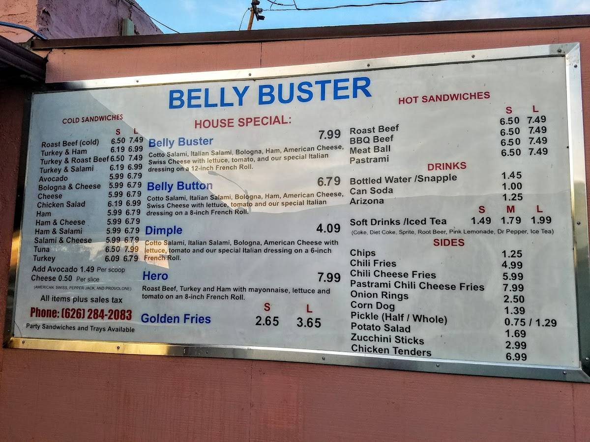 Menu at Belly Buster Sandwich Shoppe fast food, Alhambra