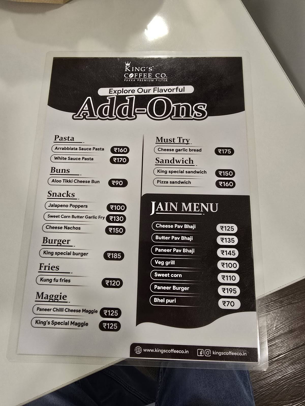 Menu at King's Coffee Co. Jayanagar 4th Block (BDA Complex), Bengaluru
