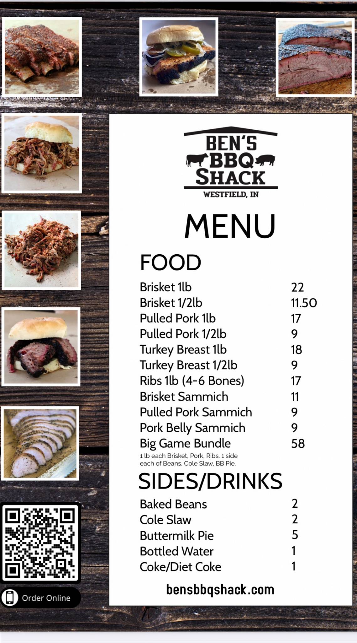 Menu at Ben's BBQ Shack, Westfield