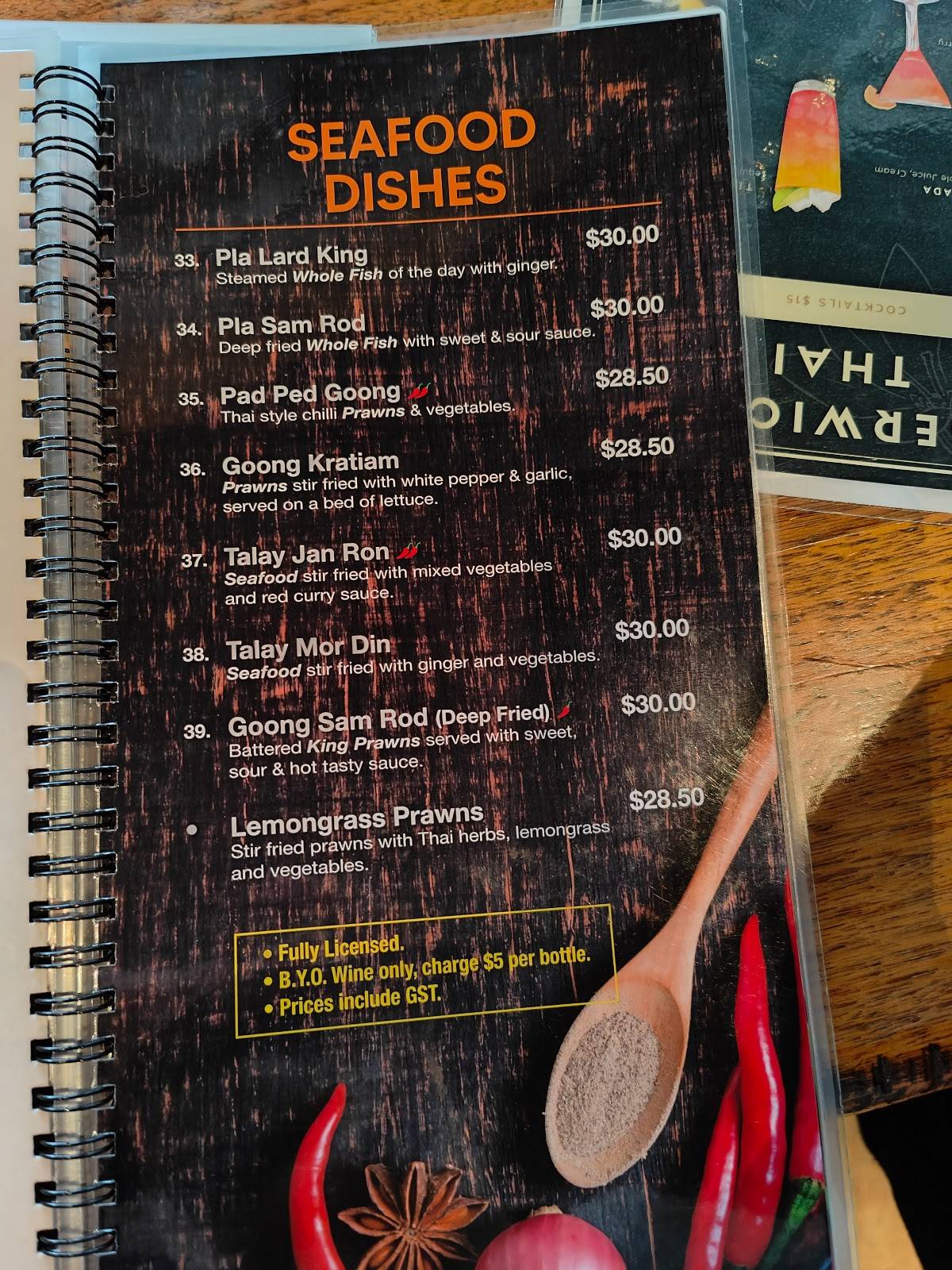 Menu at Berwick Thai Restaurant, Berwick