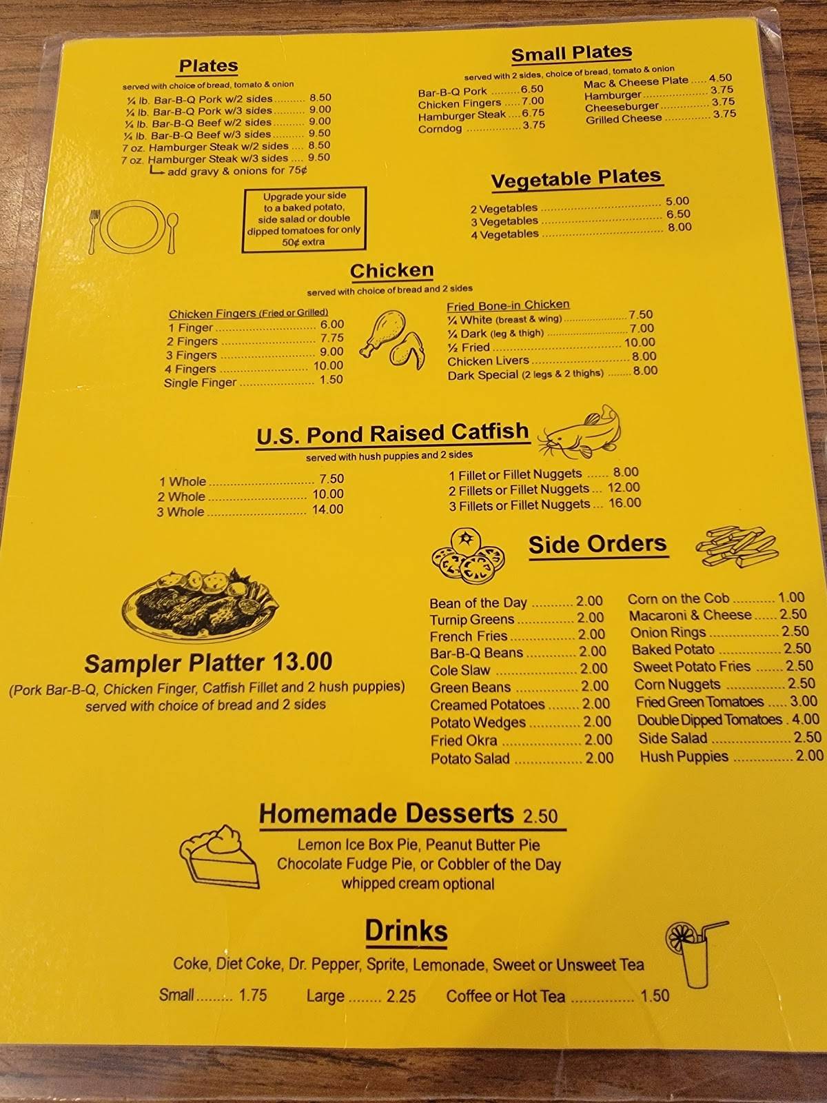 Menu at Betty's Bar-B-Q, Anniston