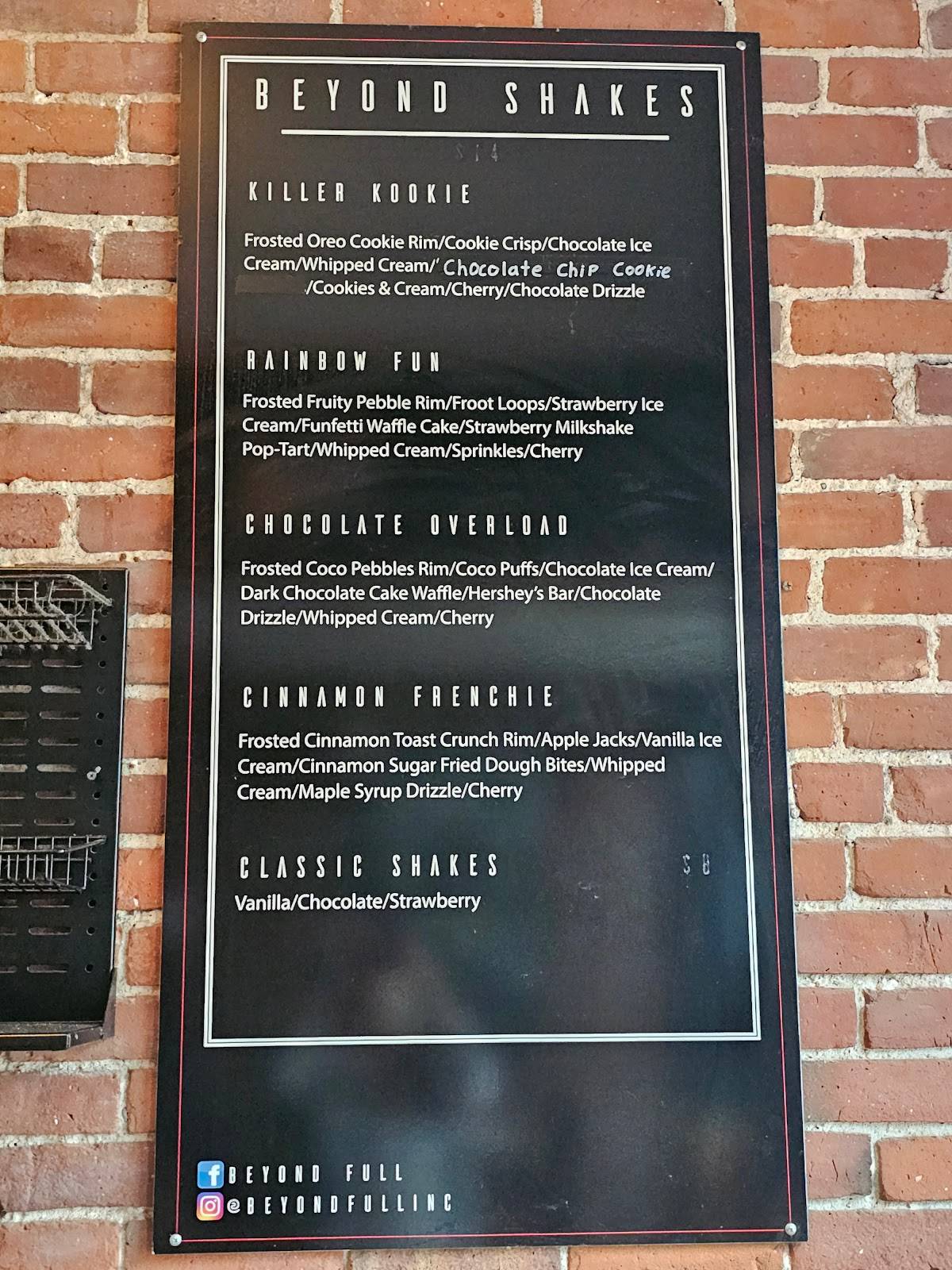 Menu at Beyond Full restaurant, Hopedale