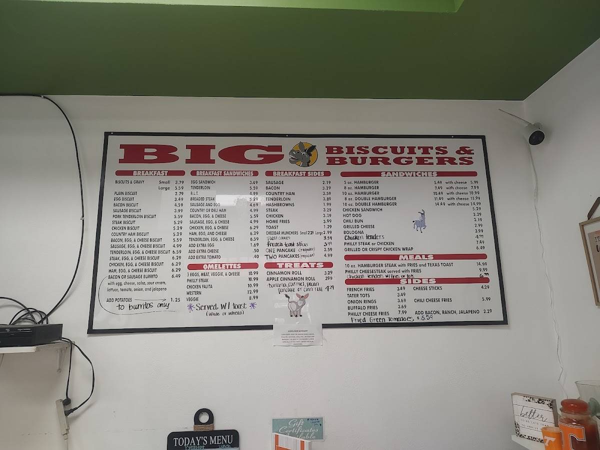Menu at Big As Biscuits & Burgers restaurant, Kingsport