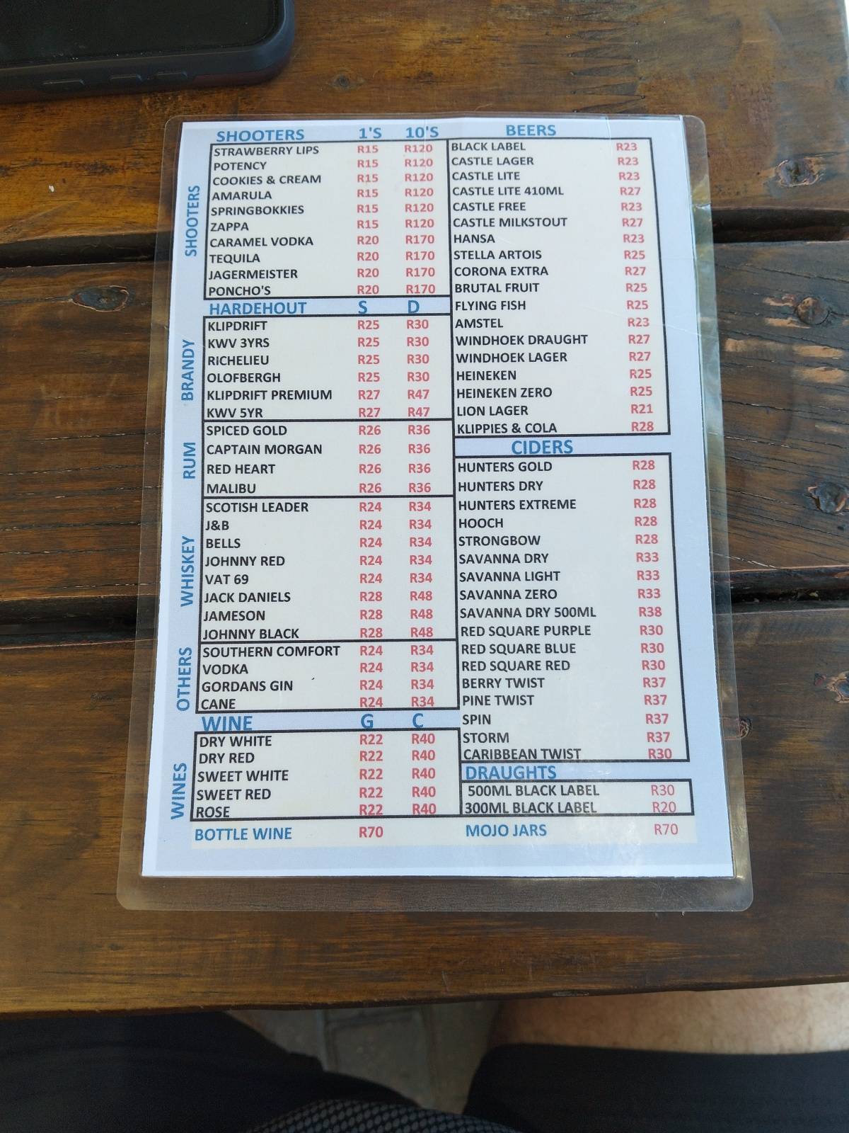 Menu at Big Daddy's Restaurant Mosselbay, Mossel Bay