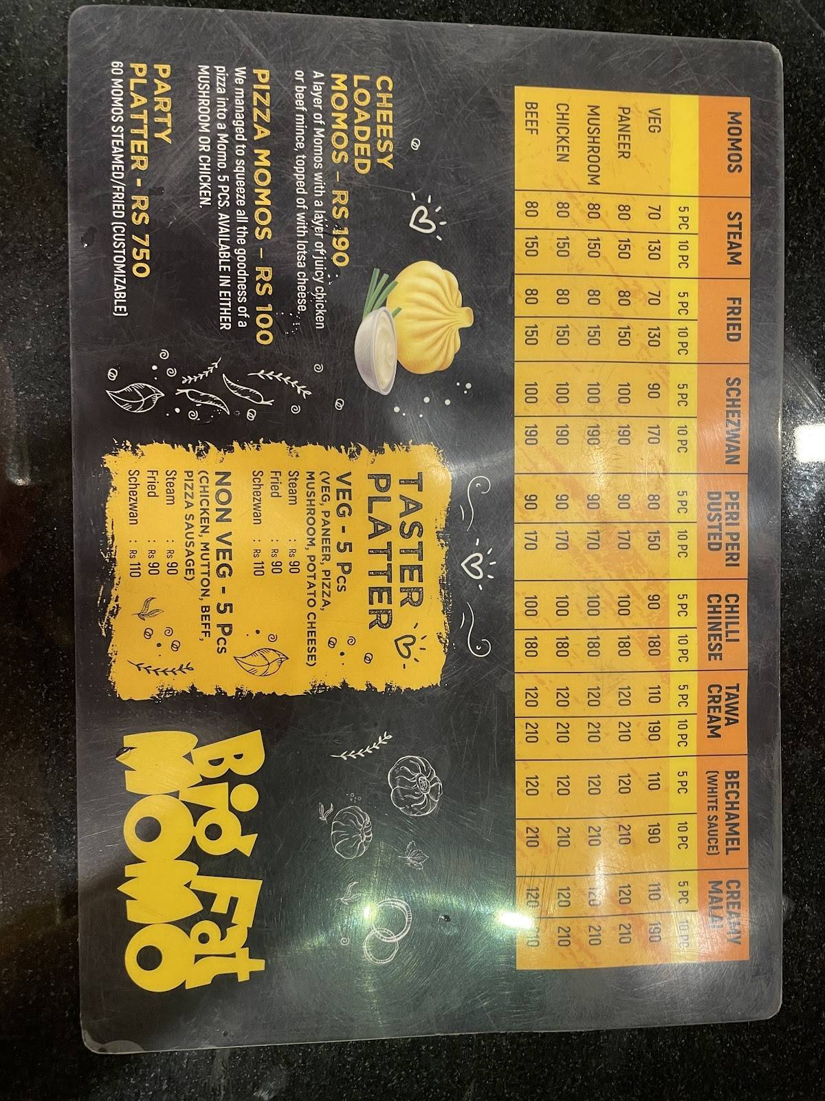 Menu at Big Fat Momo Calicut, Kozhikode
