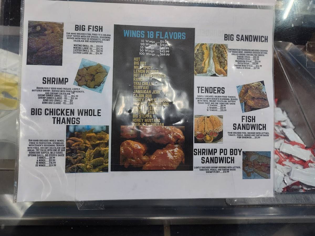 Menu at Big Fish and Chicken restaurant, Marietta