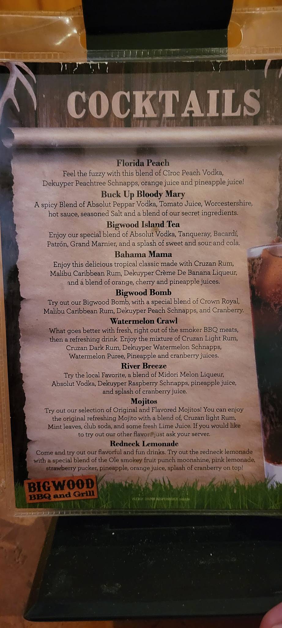Menu at Big Wood BBQ and Grill, Live Oak
