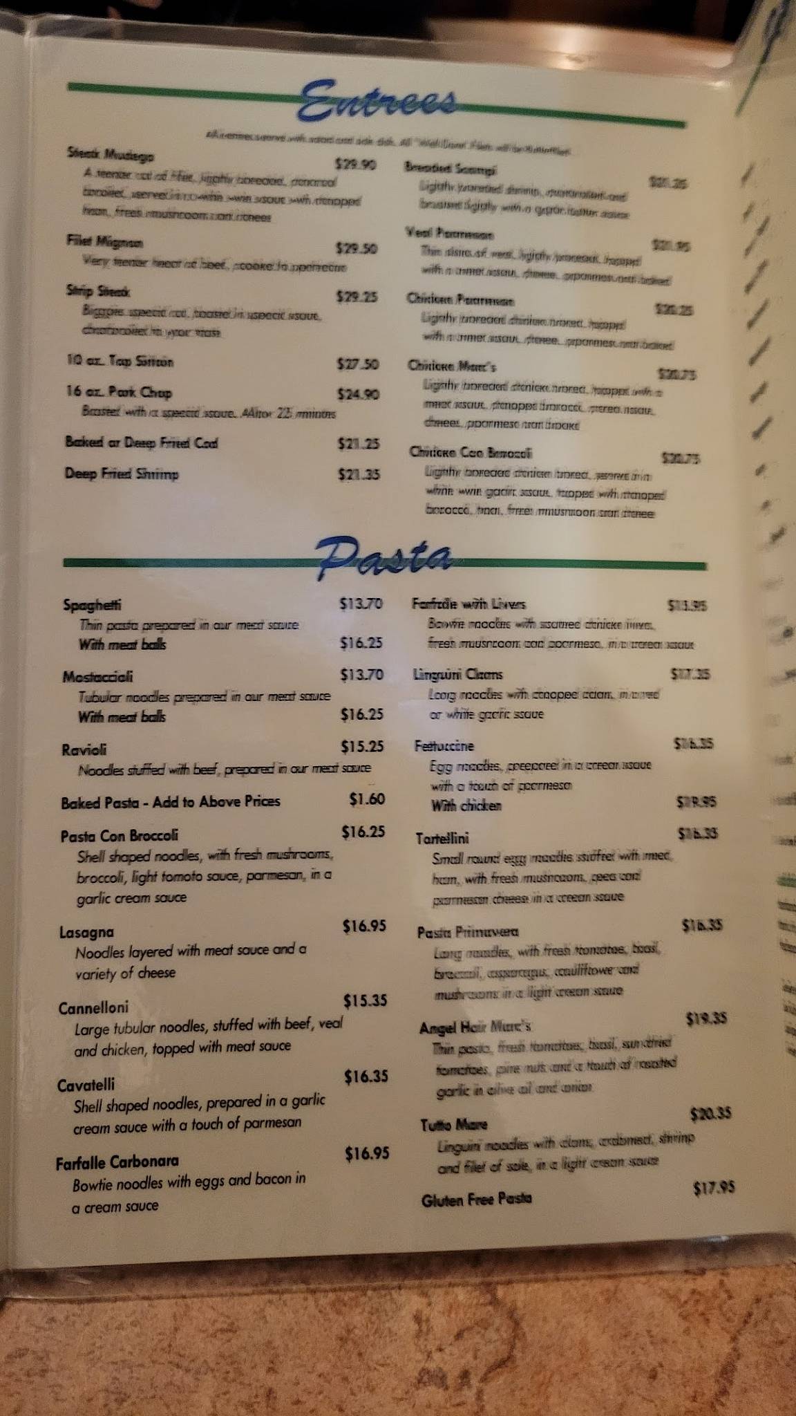 Menu at Biggie's Restaurant, St. Louis