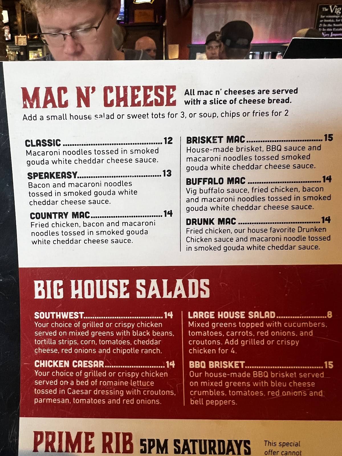 Menu at The Vig Alehouse & Casino pub & bar, Billings