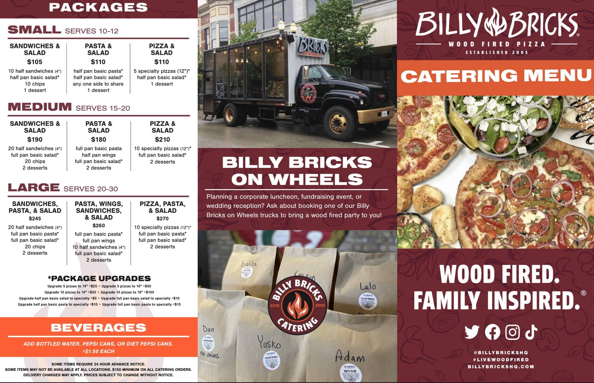 Menu at Bricks Wood Fired Pizza pizzeria, Wheaton
