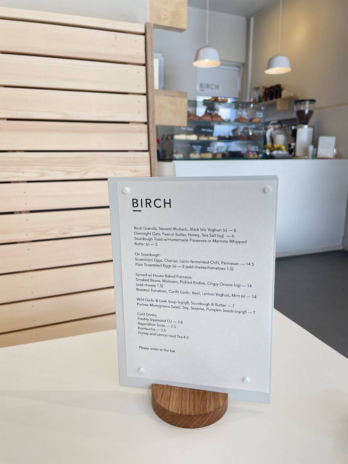 Menu at Birch Cafe, Portree