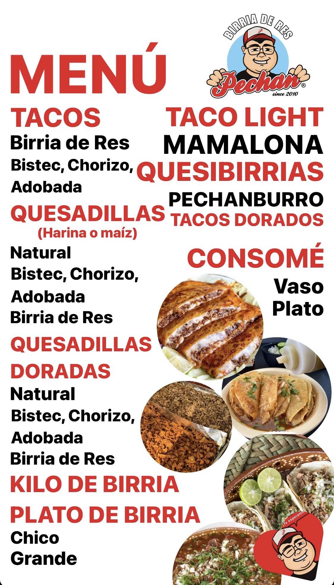 Menu at Birria de Res Pechan San Miguel de Allende restaurant, San ...