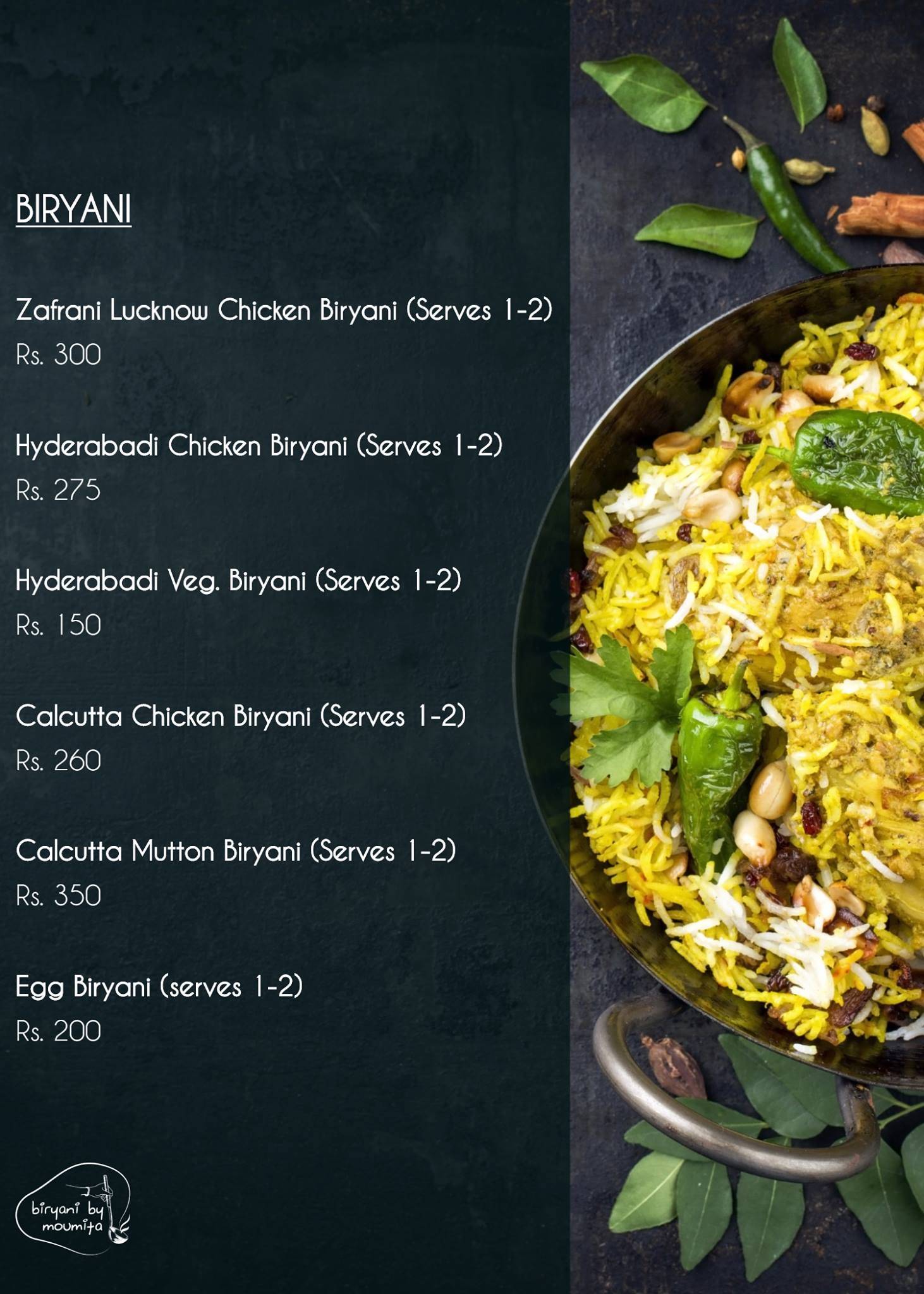 Menu at Biryani By Moumita Biryani Pal, New Delhi, Kali Bari Rd