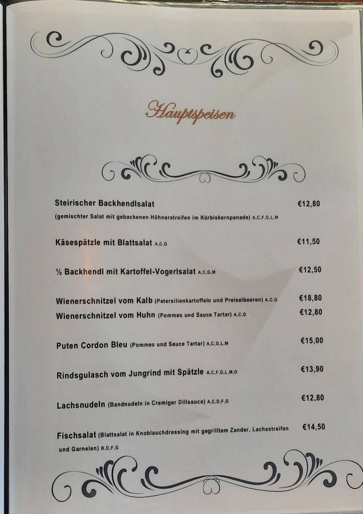 Speisekarte von Restaurant BISTRIK, Kalsdorf bei Graz