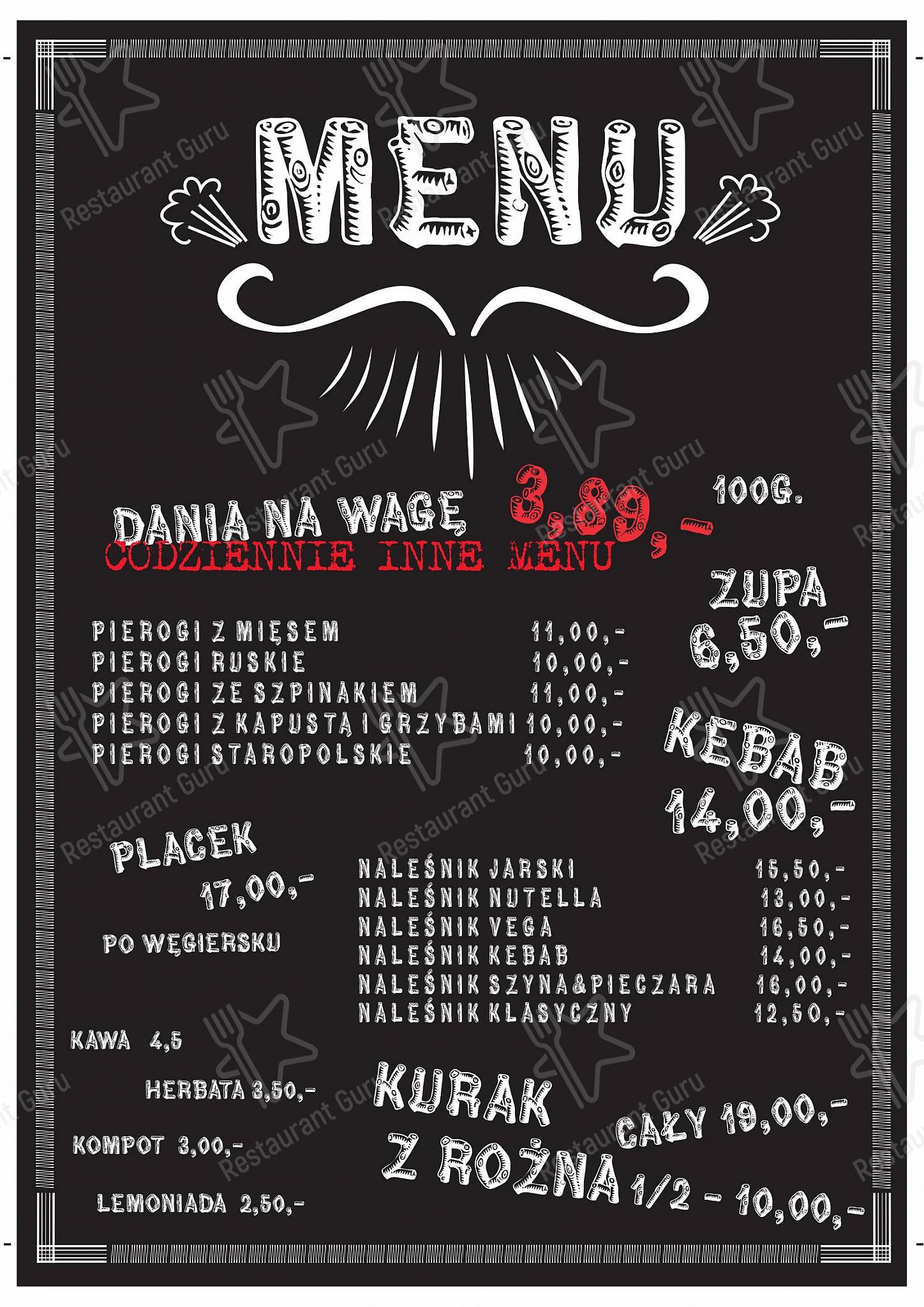 Menu at Bistro 6 Peron restaurant, Gliwice