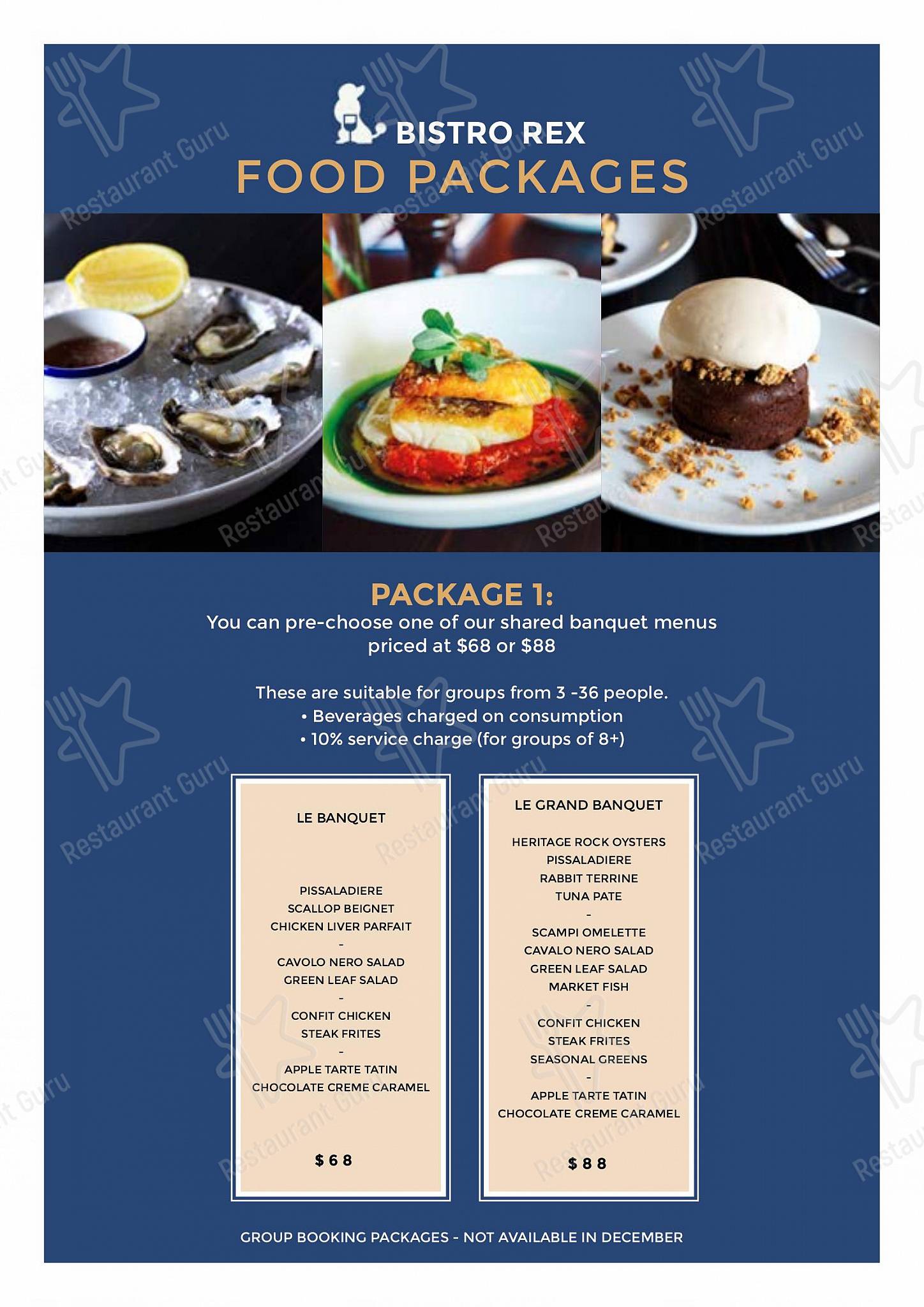 Menu at Bistro Rex Restaurant, Potts Point